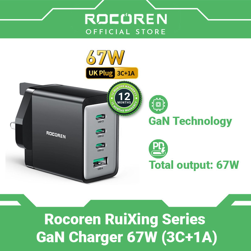 Rocoren RuiXing Series GaN Charger 67W (3C+1A) - Original 1 Year Warranty by Rocoren Malaysia ...