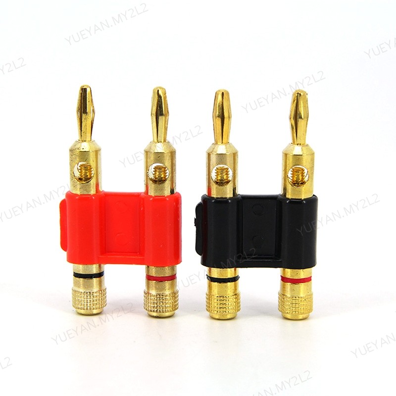 Double Row 4mm Banana Plug Connector Gold Plated Speaker Adapter Two ...