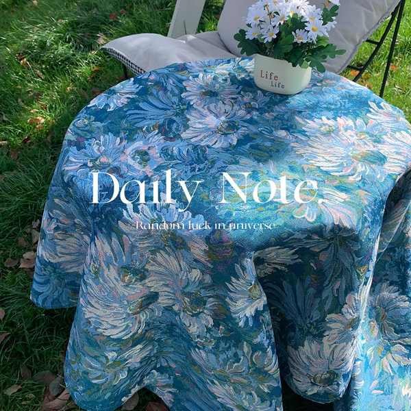 table cloth aesthetic table cloth table mat Alas meja bulat taman Monet ...