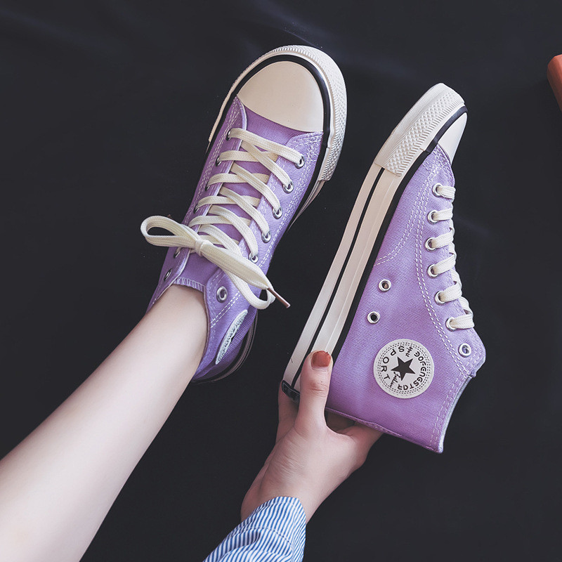 canvas shoes High cut student plimsolls Retro Sneakers woman shoe Ready ...