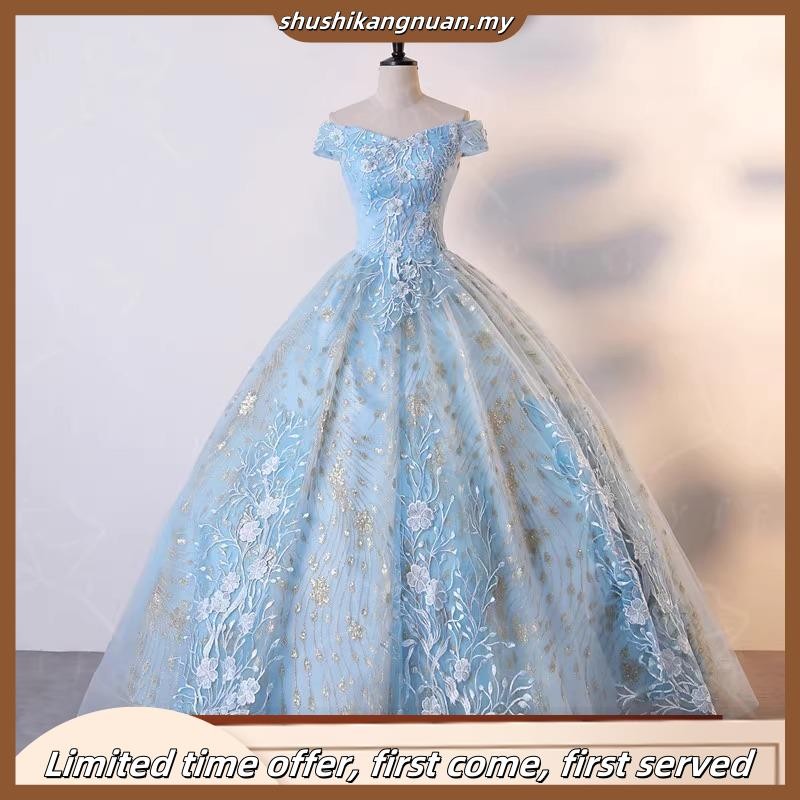 Hawlife Korean Blue Evening Prom Cocktail Ball JS Graduation Dress Gown ...