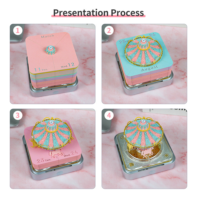 { MY Fashion } Carousel Desk Calendar With LED Lights 2025 Calendar ...