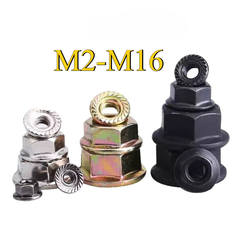 Flange Nut (Black Carbon Steel/Gold Galvanized/Nickel-Plated) Anti-Slip ...
