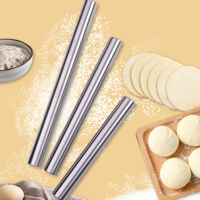 Stainless Steel Non Stick Rolling Pin Stick Dough Bake Pizza Pastry