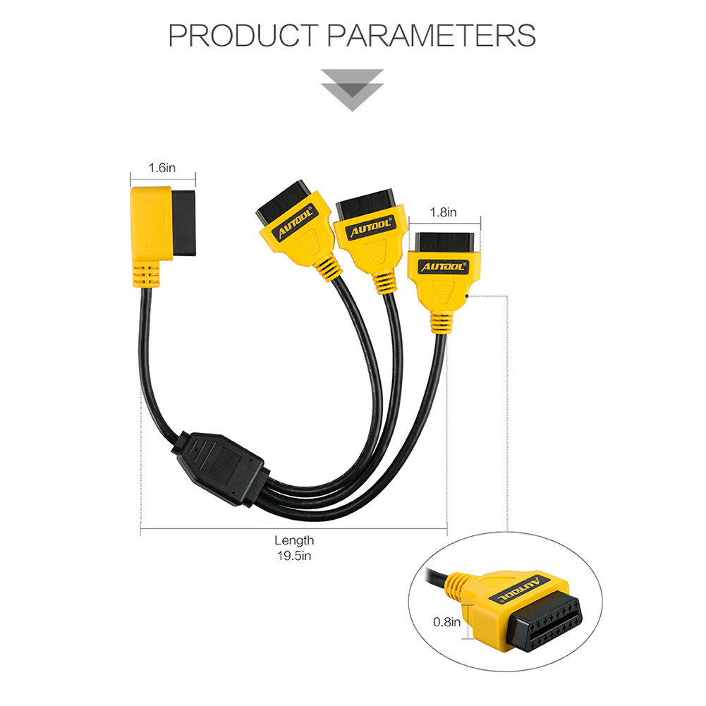[Ddouble.my] AUTOOL OBD2 Y Splitter Cable 50cm 1 to 3 Converter Adapter ...