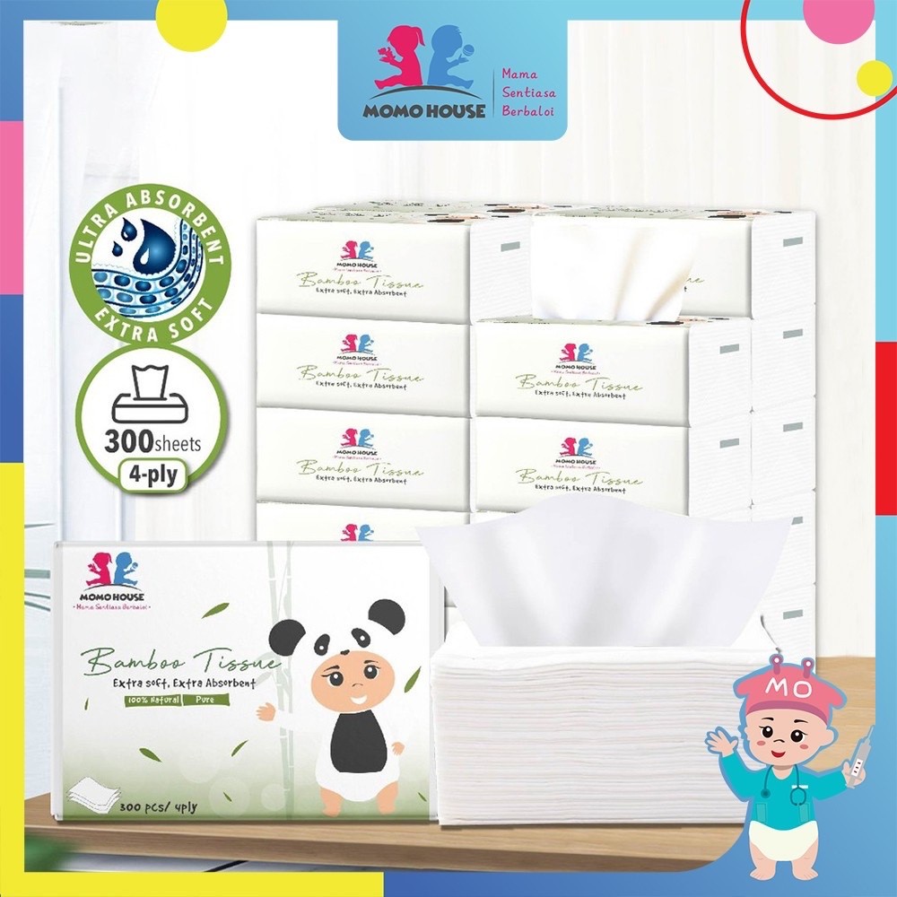 Momo House Bamboo Tissue Soft Facial Tisu Paper 75 Pulls x 4 Ply ...
