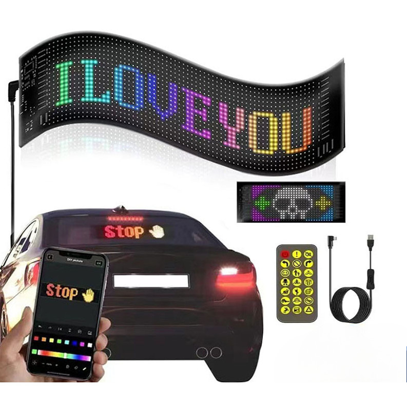 LED smart flexible display APP Bluetooth car advertising screen usb ...