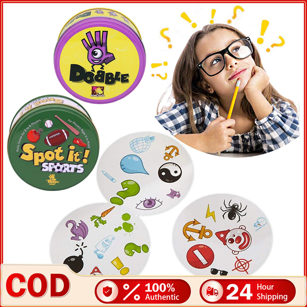 Dobble Card Game 2 to 8 Players Spot It Board Game with Metal Box ...