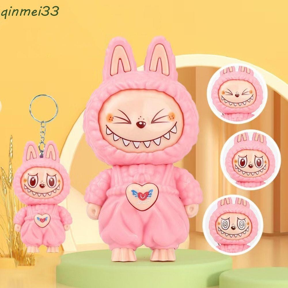 QINMEI Labubu Face Changing Doll, With Keychain 3 Facial Labubu Face ...