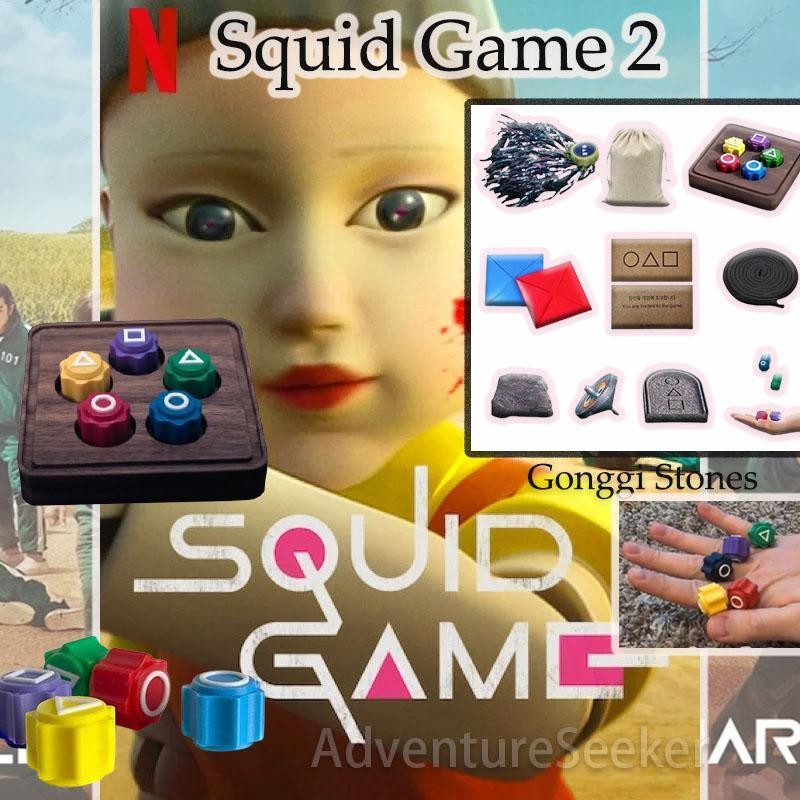 Squid Game 2 Gonggi Stones Korean Games Traditional Stone Catching 3D ...