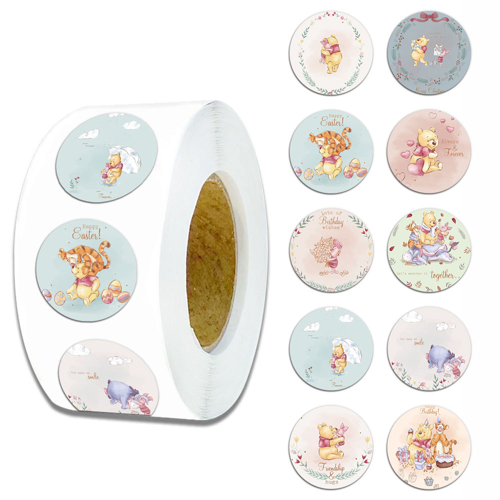 500 pcs 10 images Retro Style Winnie the Pooh Cartoon Stickers Roll/Stickers Tape | Shopee Malaysia
