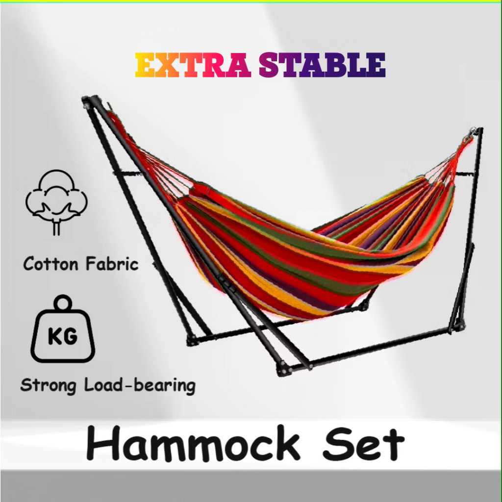 Full Set Hammock Stand Outdoor Camping Rainbow Hammocks Swing Anti ...