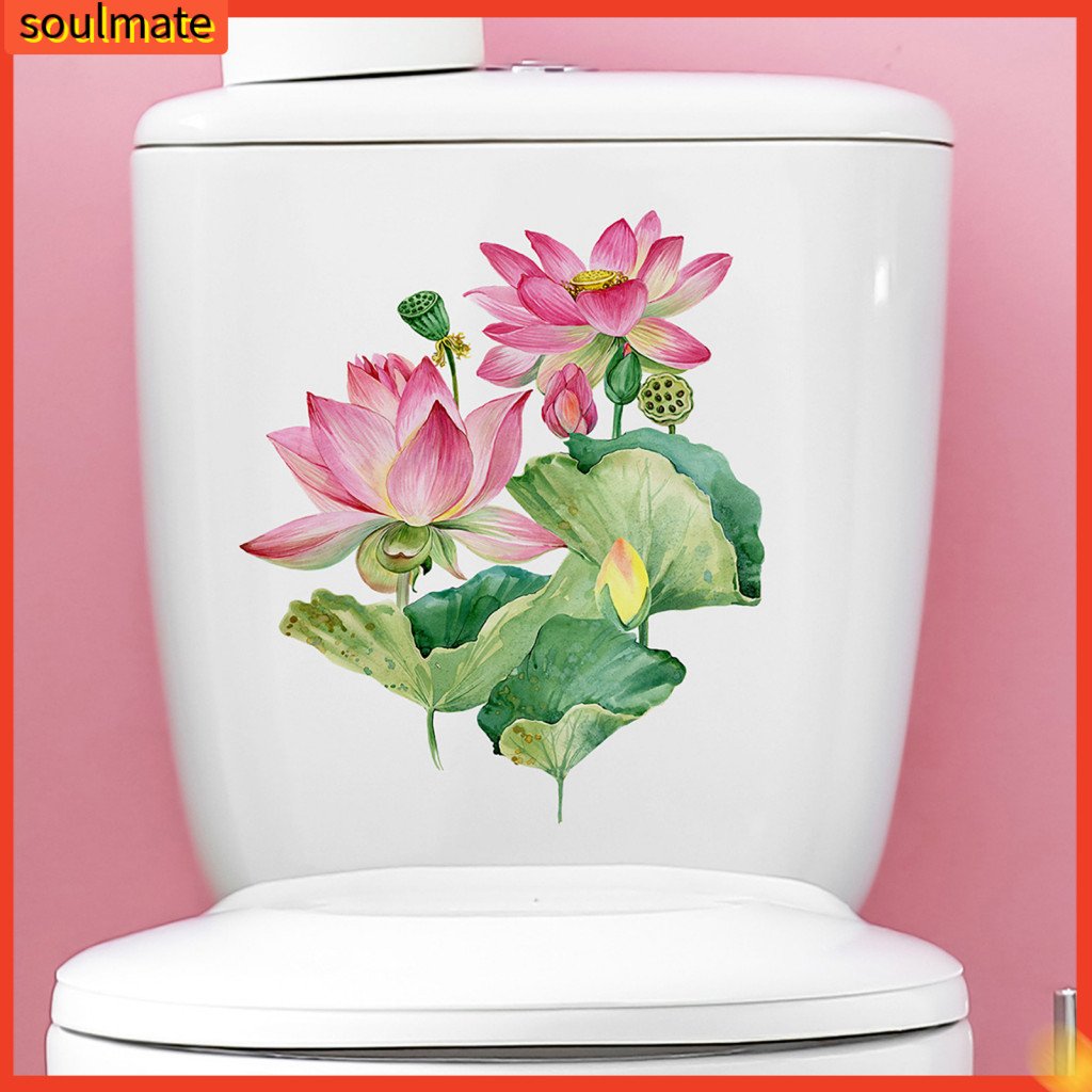 soulmate| Lotus Toilet Sticker Wear-resistant Lotus Sticker Summer ...