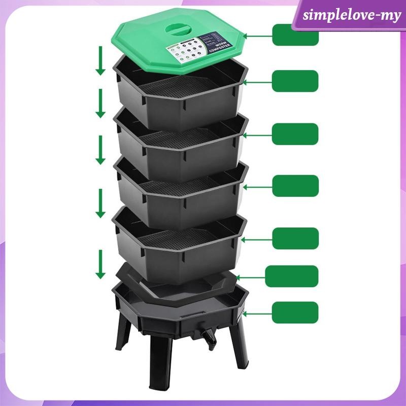 [SimpleloveMY] Compost Bin Composter 4 Tray Efficient Vermicomposting ...