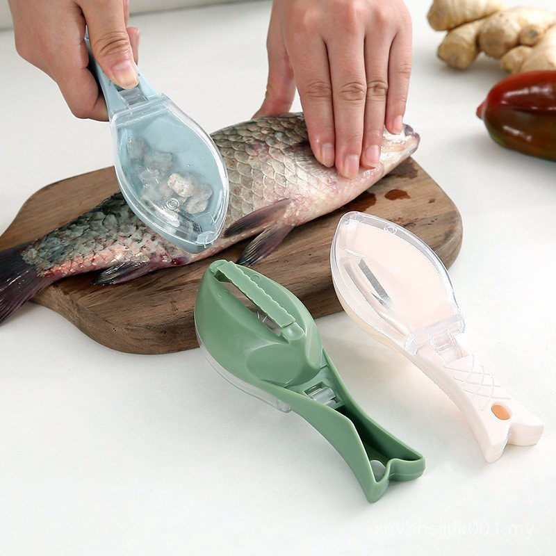 Household Fish Scale Planer with Lid Manual Fish Scale Scraper Kitchen ...