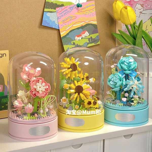 lego flower bouquet lego Sejambak Mawar Abadi Kotak Muzik Blok Bangunan ...