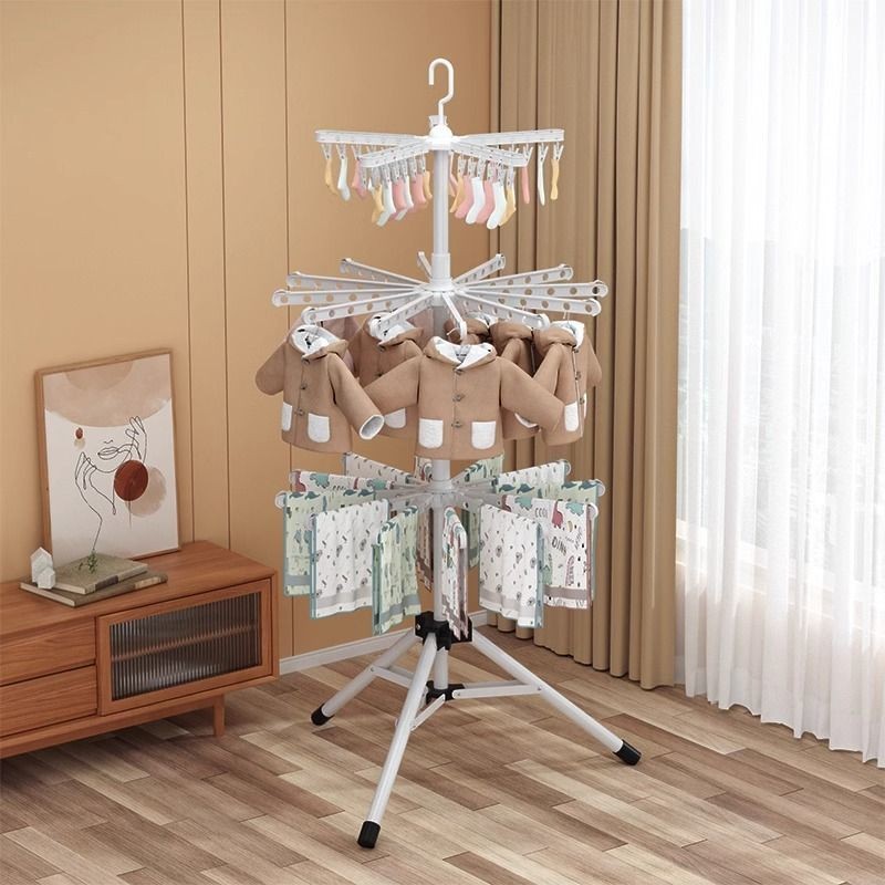 Baby Clothes Hanger Floor Folding Multifunctional Clothes Drying Handy ...