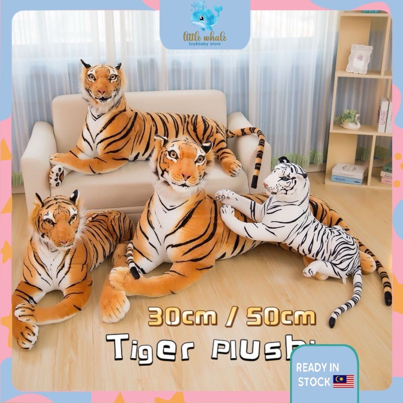 🐳30cm/50cm Tiger Plush Toy Tiger Doll Simulation Life Tiger Doll Tiger Pillow Patung Harimau Zoo ...