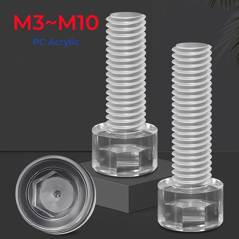 M3 M4 M5 M6 M8 M10 PC Clear Acrylic Hexagon Hex Socket Head Screw ...