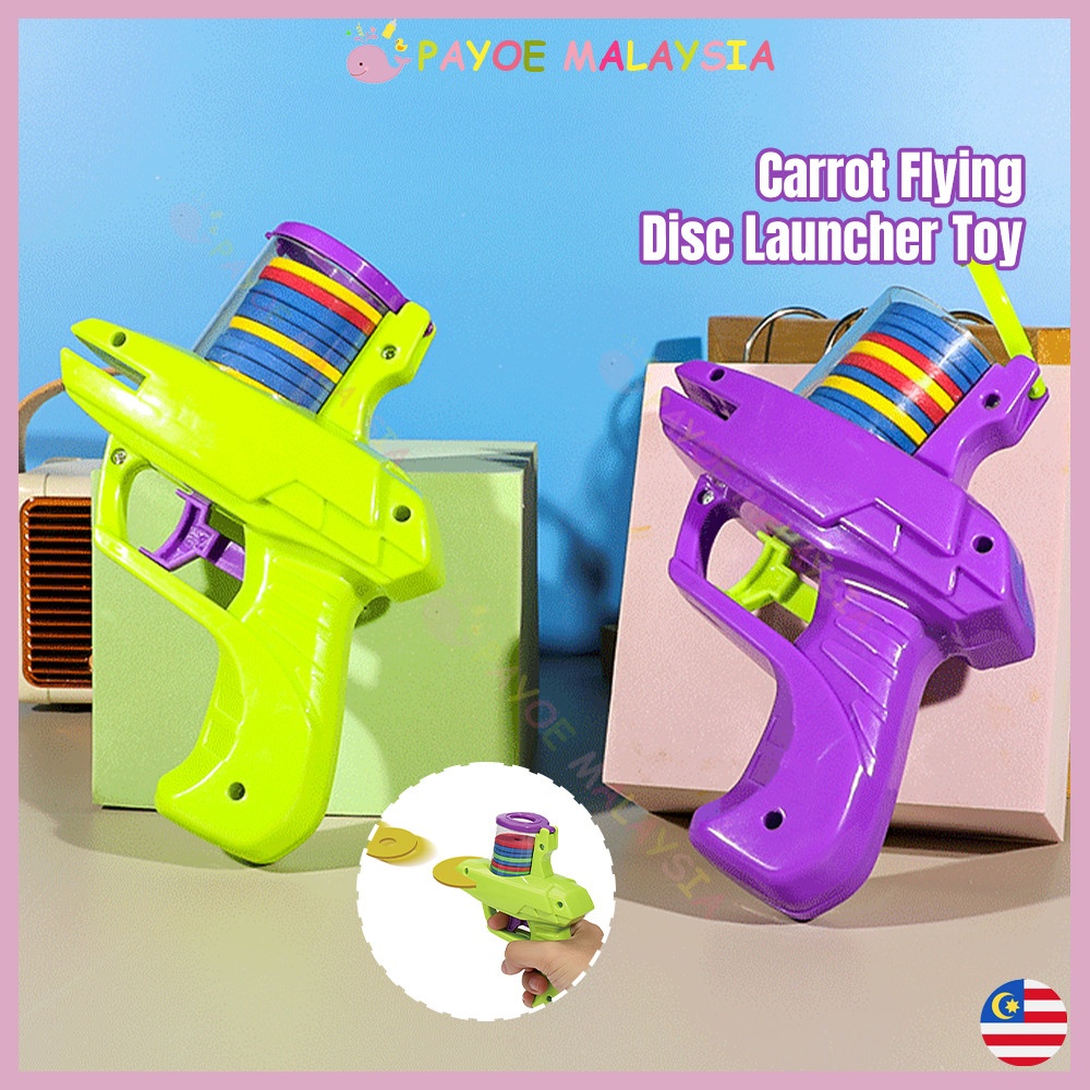 Payoe Mini Flying Disc Launcher Carrot Gun Flying Disc Toy Plastic ...