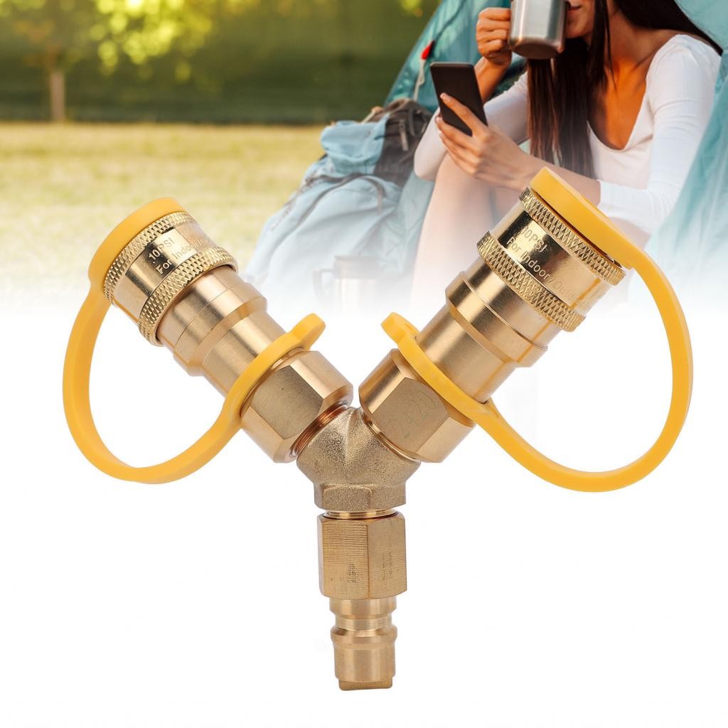 Seashorehouse 3/8 Inch Gas Y Splitter Brass Quick Connect/Disconnect ...
