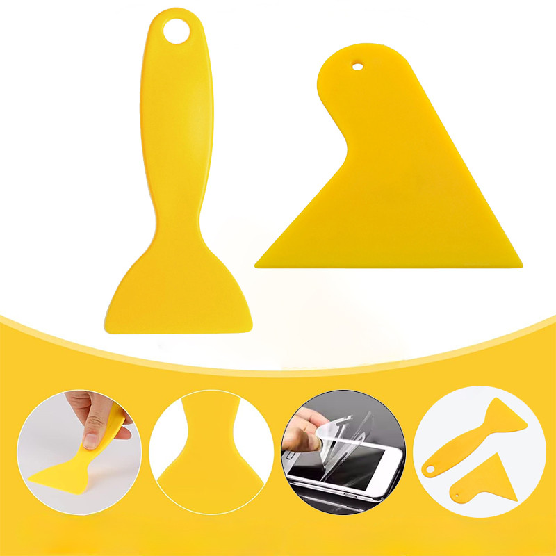 Universal Mini Car Film Wrap Scraper Tools Yellow Hard Sticker ...