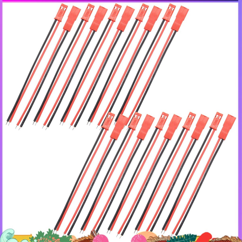 10 Pairs 2 Pin JST Plug Socket Connector M to F 110mm Cable Wire Red ...