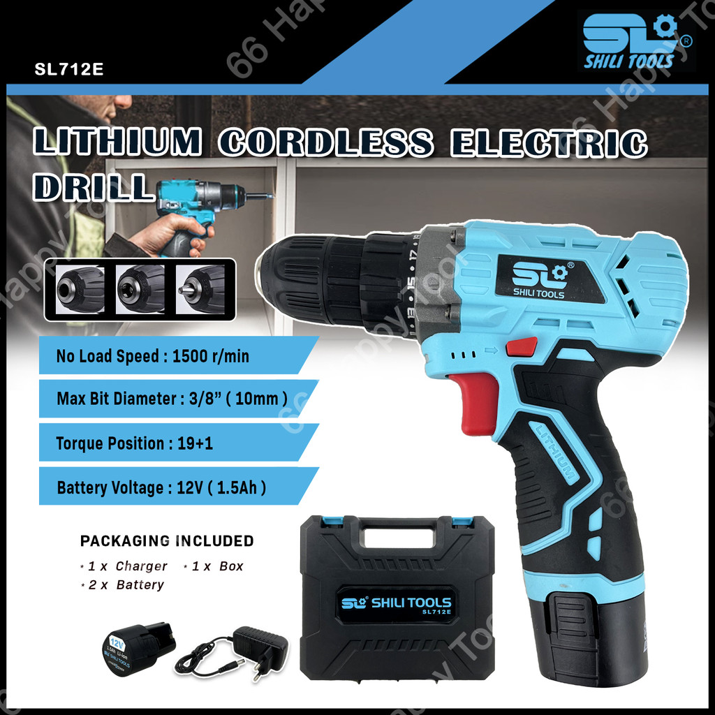 Shili Tools 12V Lithium Cordless Electric Drill SL712E Screwdriver ...