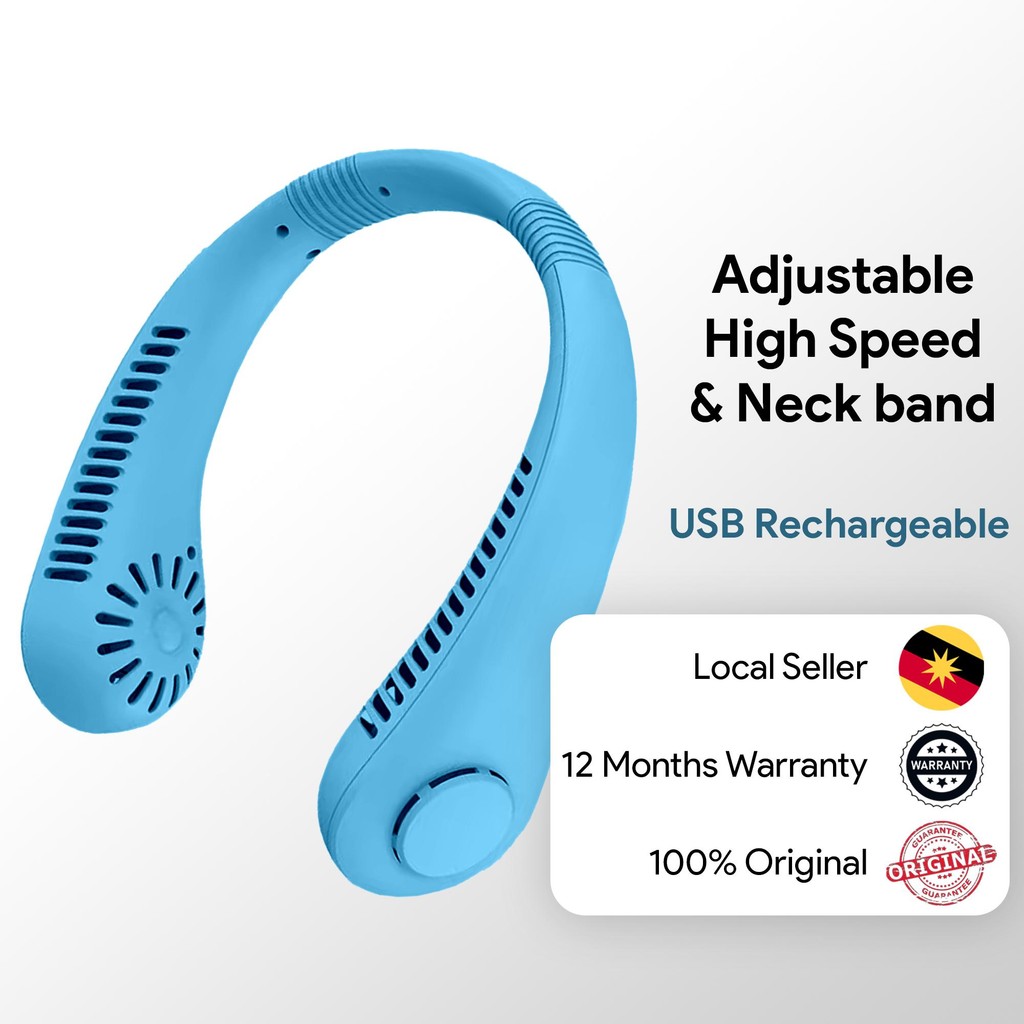 X5 Neck Fan Adjustable Fan Speed & Neck Band Rechargeable Leafless ...