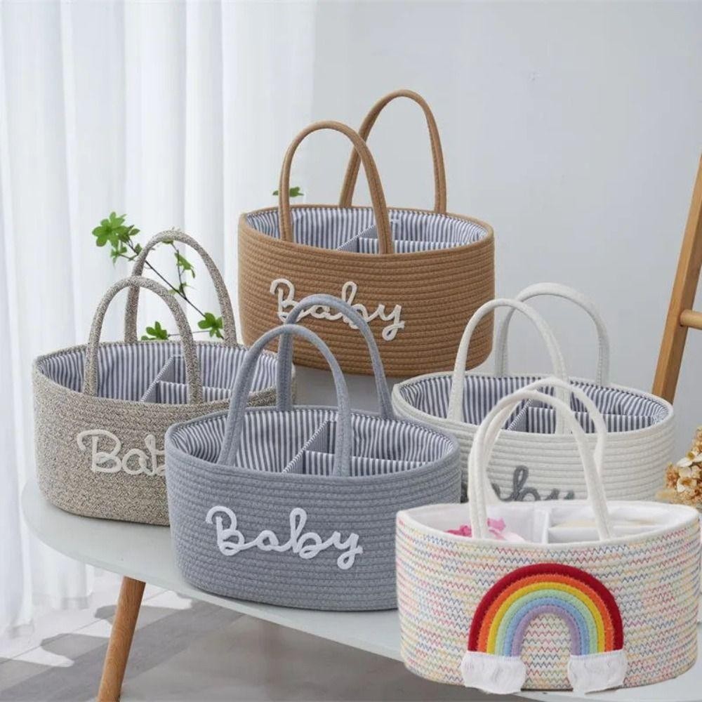 LOMBARD Mommy Bag, Portable Cotton Rope Diaper Storage Bag, Diaper ...