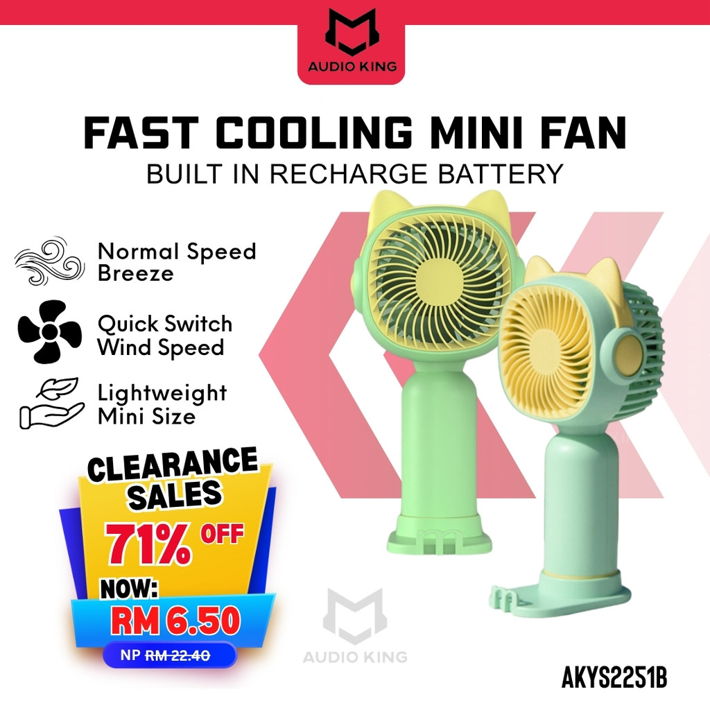 YASE Mini Hand Held Rechargeable Personal Fan With Phone Stand Travel ...
