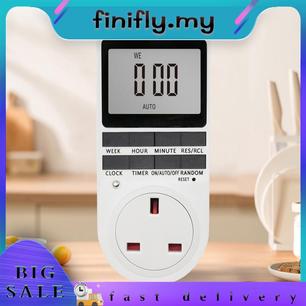 [finifly.my] Digital Timer Switch 24 Hour Cyclic Programmable Timing Socket Large Screen ...