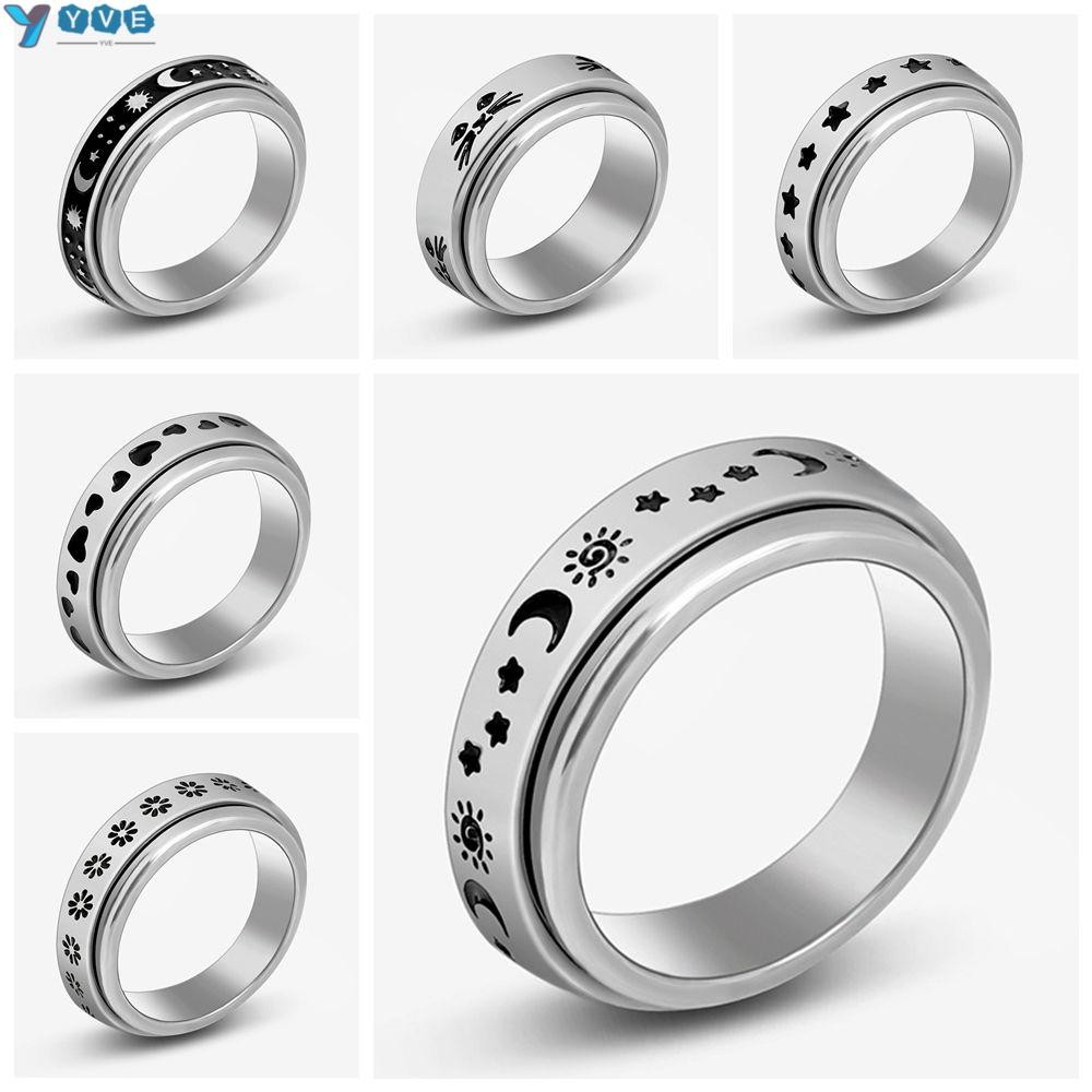 YVE Anxiety Rings Men Women Vintage Biker Stainless Steel Freely ...