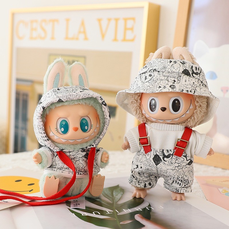 For 1st 2nd 3rd Gen 17cm Labubu Trend Clothes Pendant Sitting Party ...