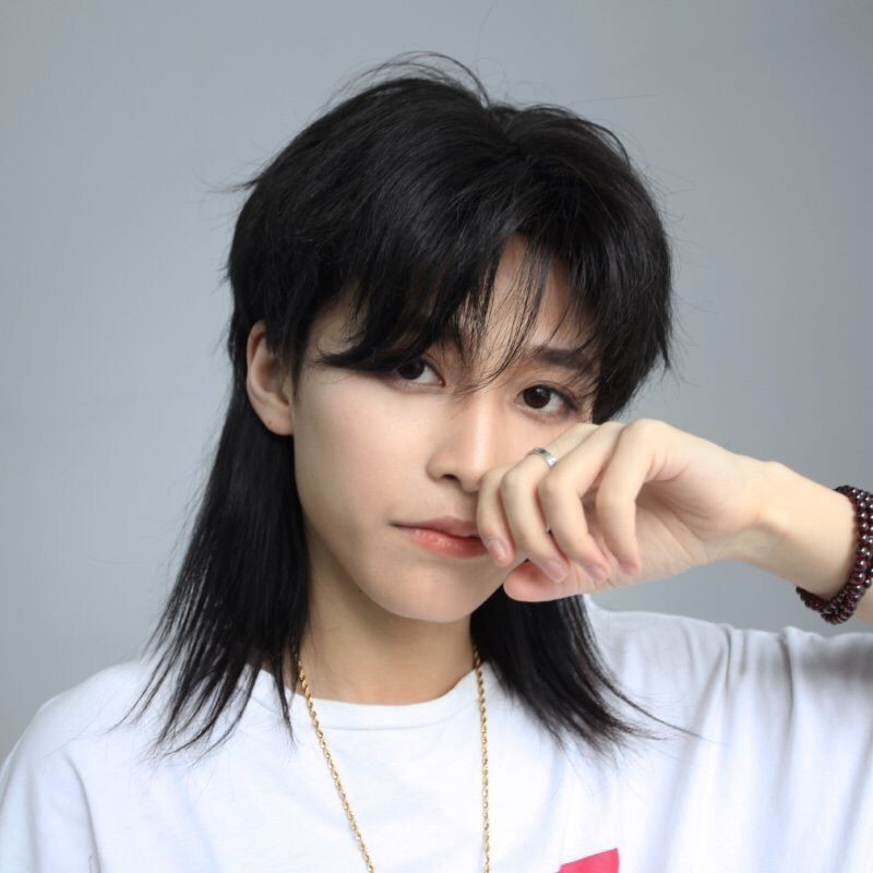 Wolf tail mullet fish head wig piece for male short hair, handsome one ...