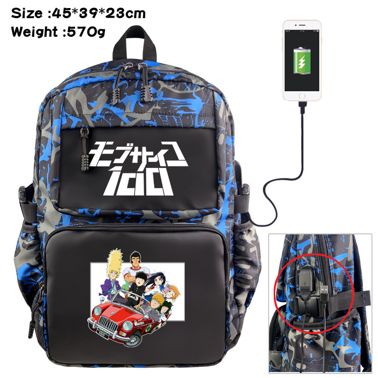 Mob Psycho 100 Cartoon Camouflage Canvas Student Large Capacity USB ...