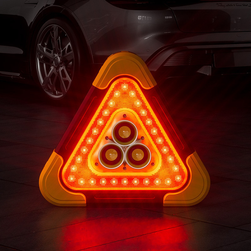 Solar Triangle Warning Sign LED Tripod Charging Warning Light Car ...