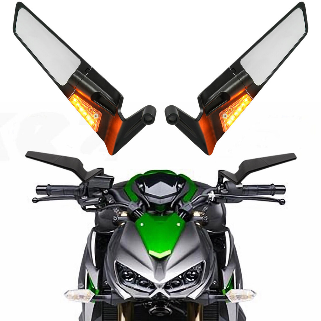 Motorcycle Side View Mirror with Turn Signal for Kawasaki Z1000 Z900 ...