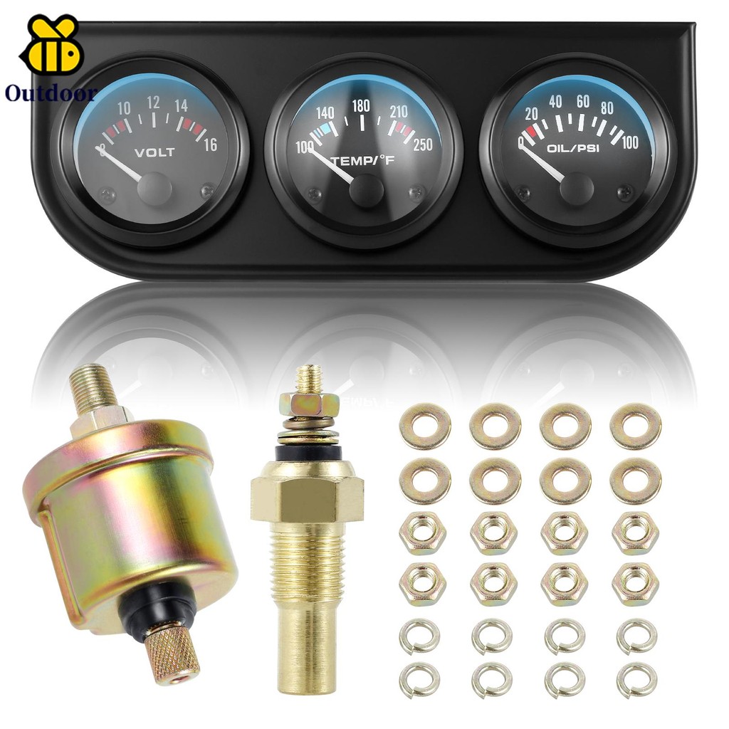 Triple Gauge Kit Accurate Mini Oil/Volt/Water Gauge with Black Console ...