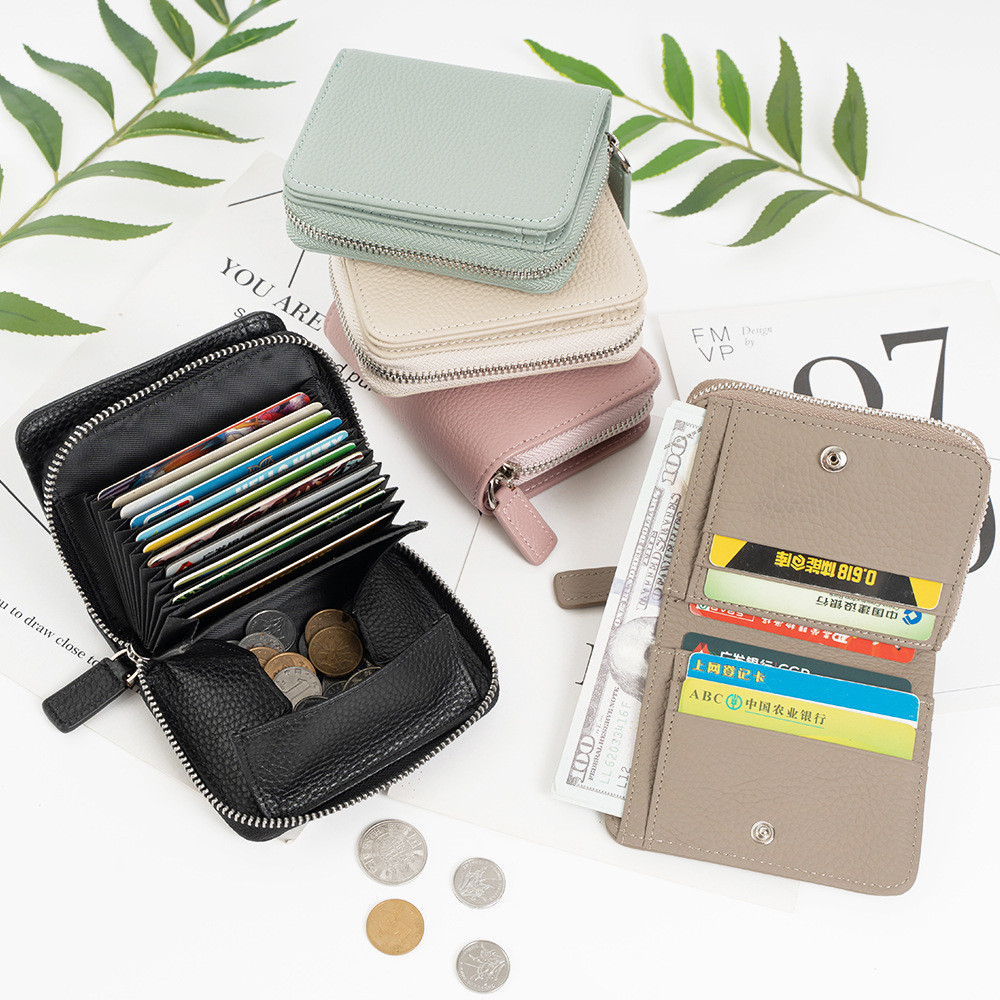 Dompet beg kad berkapasiti besar, kulit sapi kulit organ, dompet banyak ...