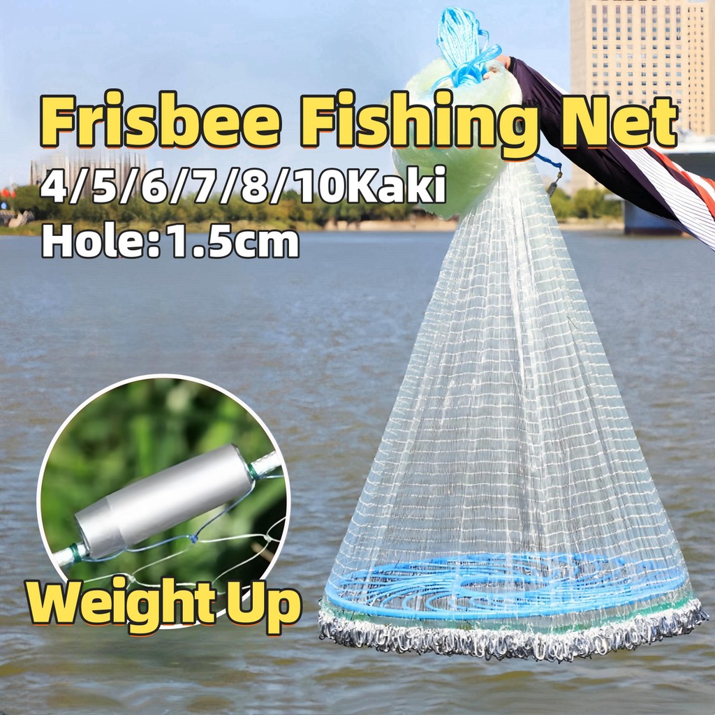 Jala Ikan 10 Kaki Frisbee Fishing Net Cast Net Hand Casting Fish Net ...