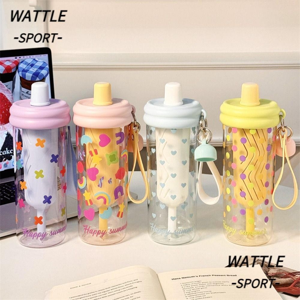 WA-SPORT Water Cup, Plastic Cartoon Print Straw Cup, Portable 650ml Tea ...