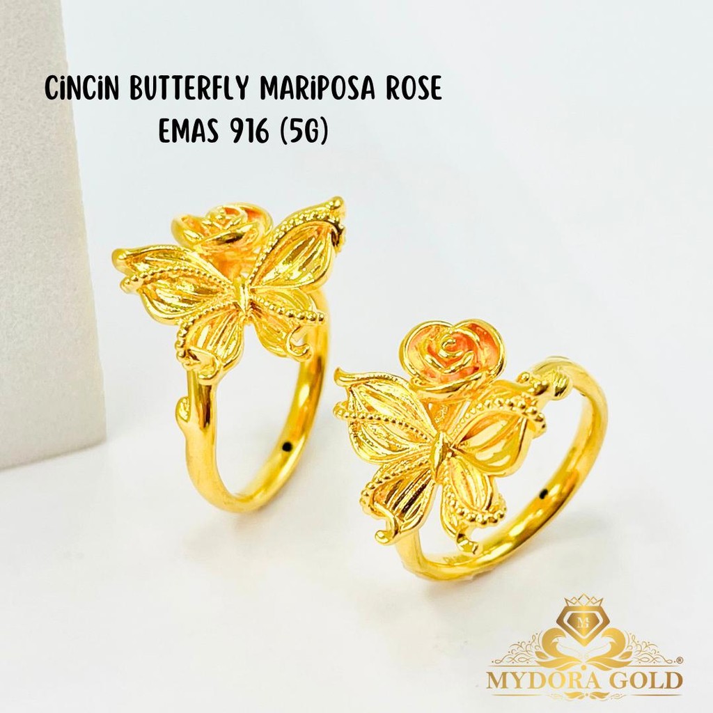MYDORA Cincin Butterfly Mariposa Rose (5G) l EMAS 916/22K | Shopee Malaysia