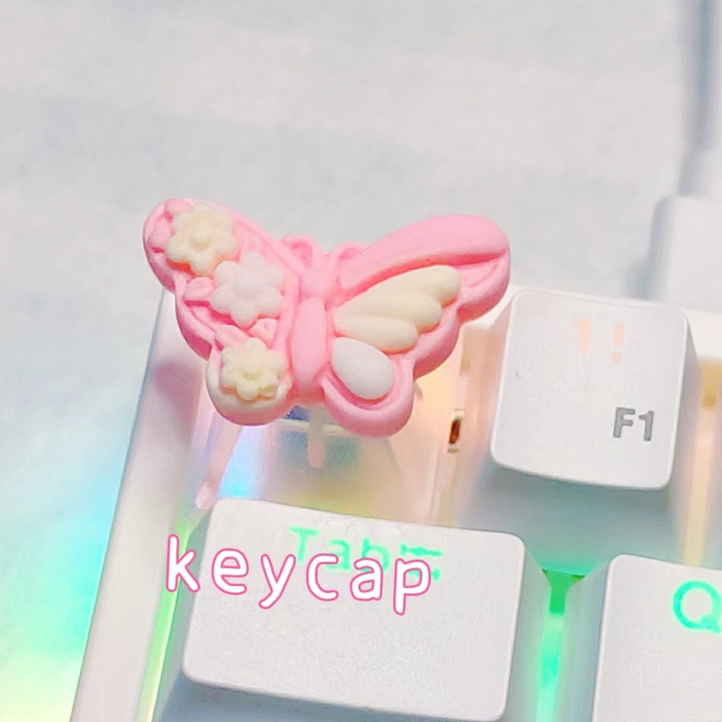 Handmade Keycap Pink Butterfly Mechanical Keyboard Keycap Too Cute ...
