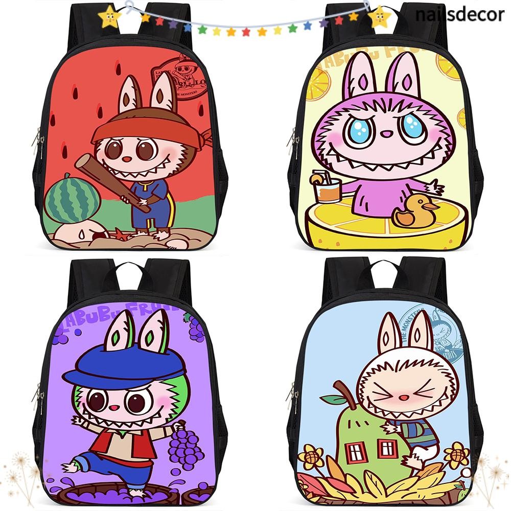 YUSENS Zipper School Bag, Cloth High Capacity Labubu Backpack, Cute Washable Cartoon Image for ...