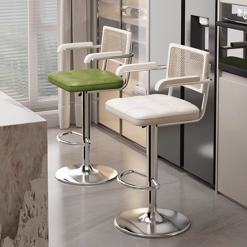 Rotating chair, high stool, antique style, home rattan chair, bar ...