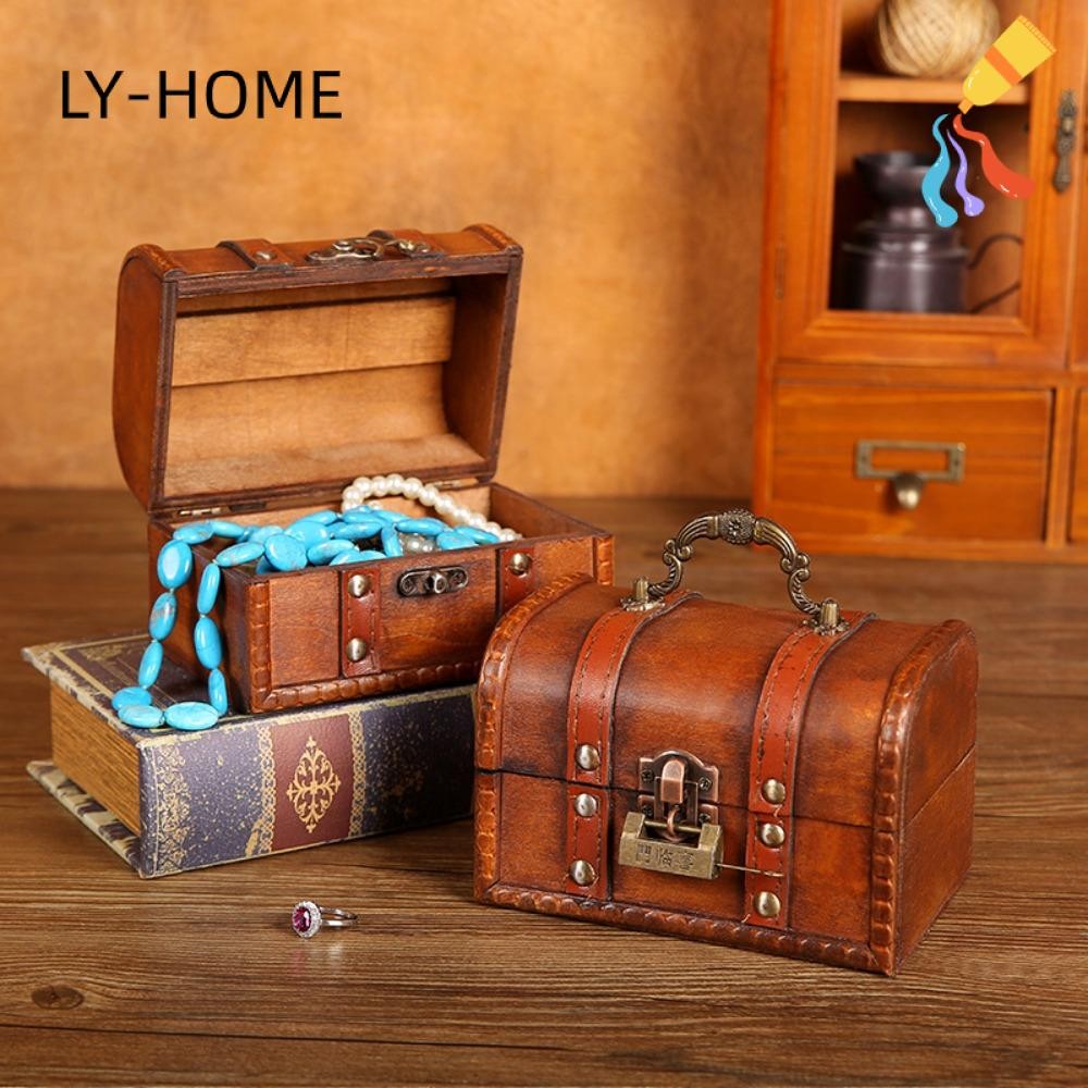 LY-HOME Wooden Storage Box, Password Lock Durable Trinket Box, High ...