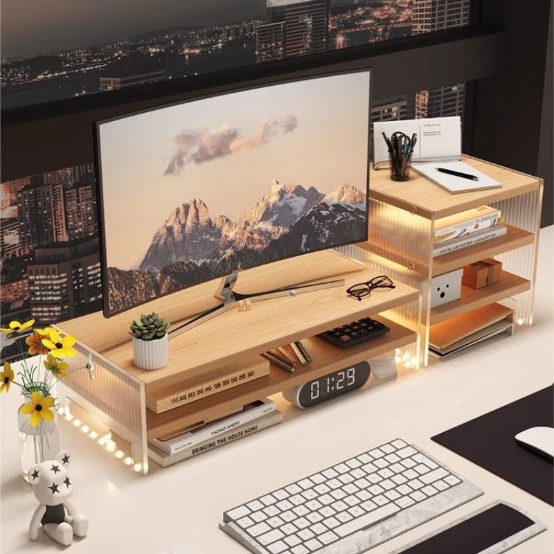 Desktop Shelves Elevated Rack Acrylic Display Stand Office Desktop ...