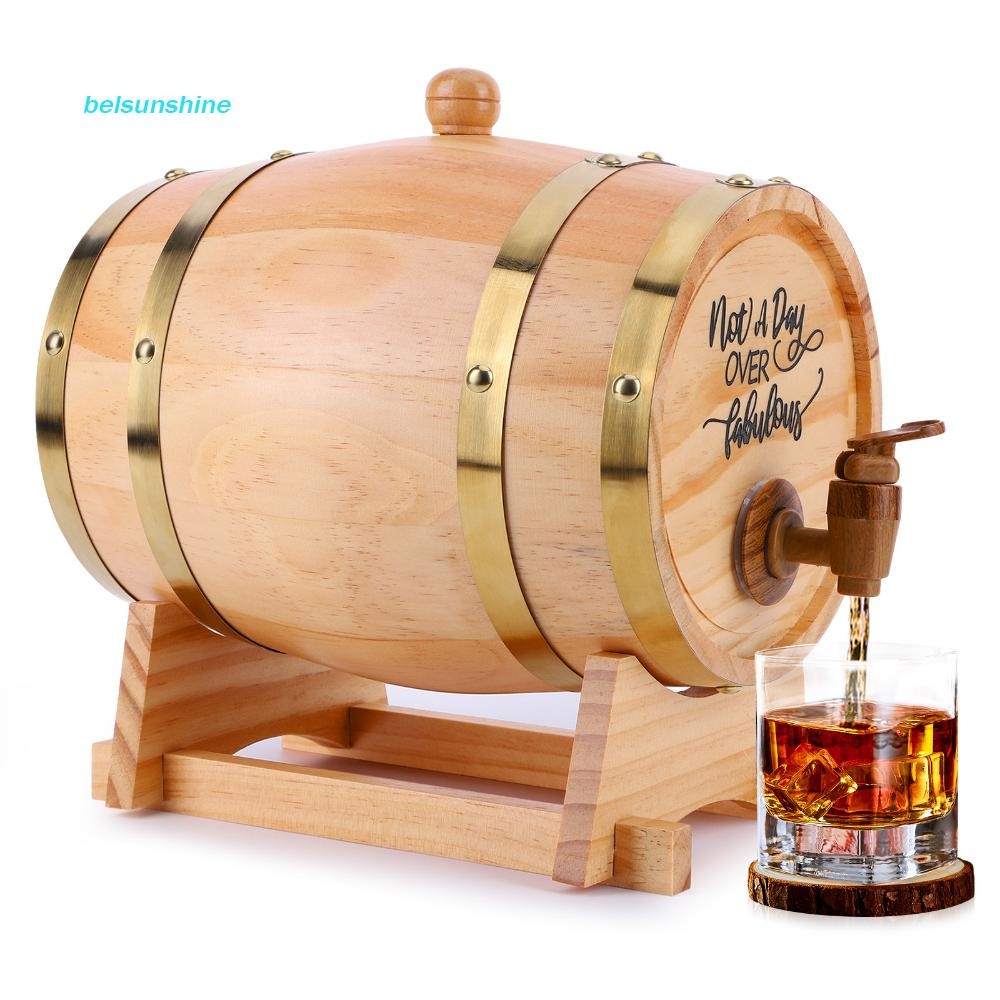 3L Oak Aging Barrel with Stand and Spigot Wooden Whiskey Barrel Charred ...