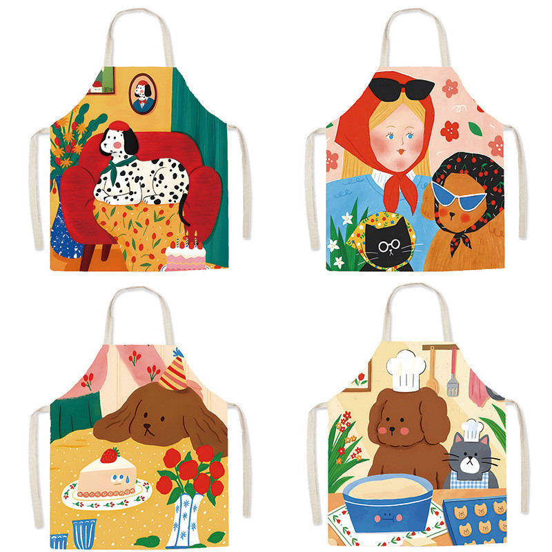 Dopamine Apron Cartoon Fabric Apron Cute Cartoon Apron Baking Kitchen ...